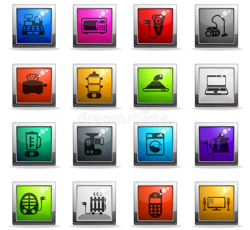 Electronics Supermarket Icon Set Stock Vector - Illustration of monitor ...
