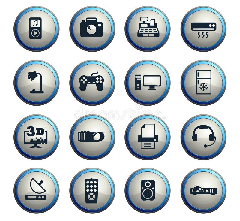 Electronics Supermarket Icon Set Stock Vector - Illustration of plate ...