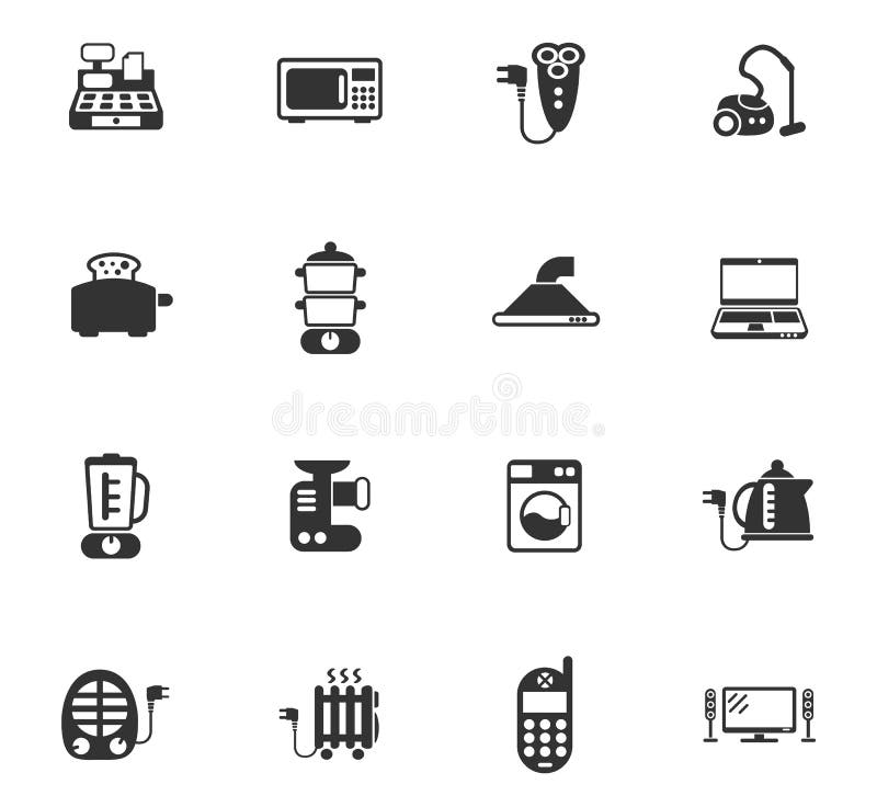 Electronics Supermarket Icon Set Stock Illustration - Illustration of ...