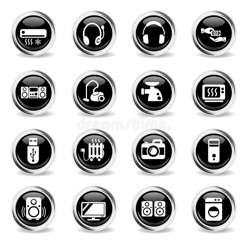 Electronics Supermarket Icon Set Stock Vector - Illustration of meat ...