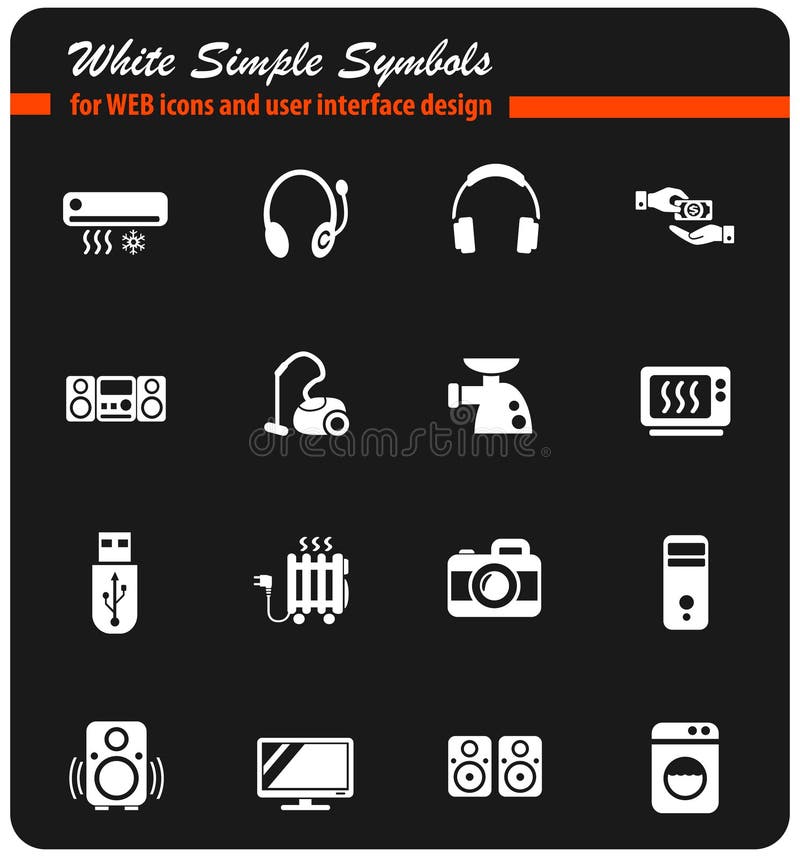 Electronics Supermarket White Icon Set Stock Vector - Illustration of ...