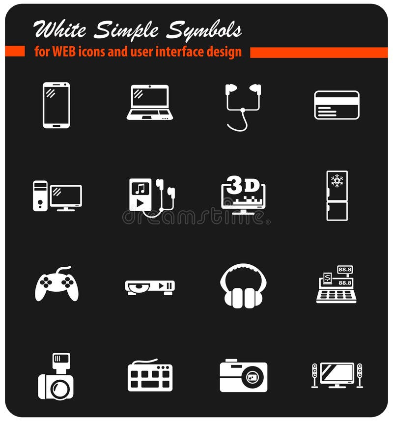Electronics Supermarket White Icon Set Stock Vector - Illustration of ...