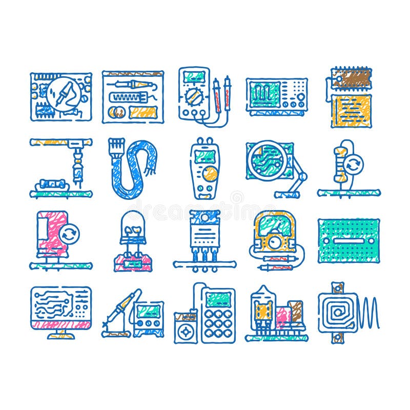 Electronics Technician Industry Icon Hand Drawn Stock Vector ...