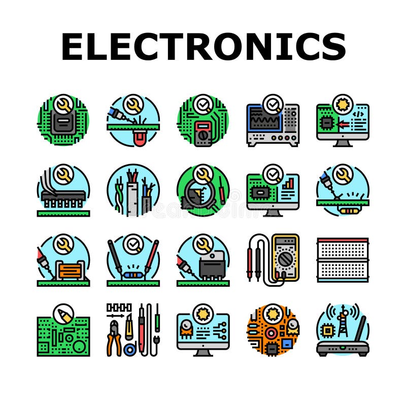 Electronics Technician Technology Icons Set Vector Stock Vector ...
