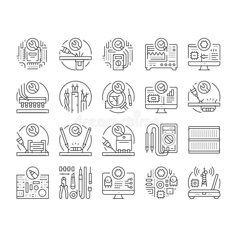 Electronics Technician Technology Icons Set Vector Stock Vector ...