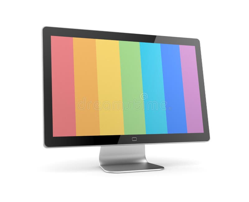 Computer Monitor with Rainbow Stock Illustration - Illustration of icon ...