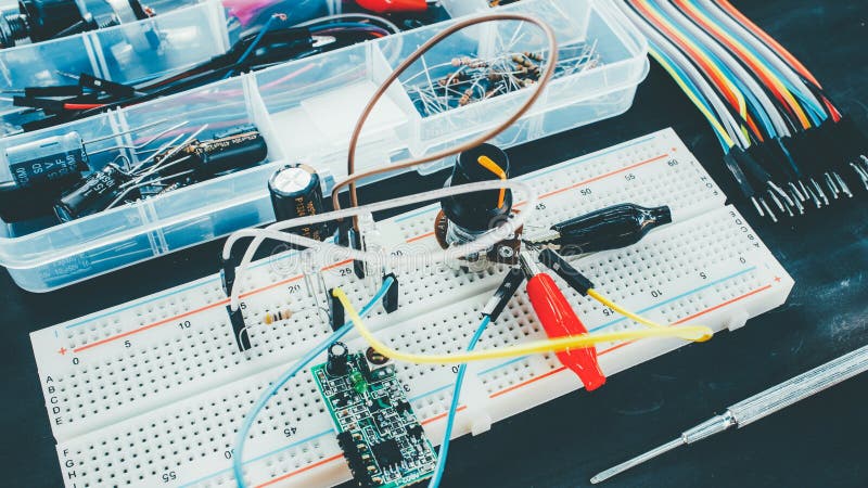 Breadboard and Wires for Electronic DIY Projects Stock Image - Image of copy, microcontroller ...