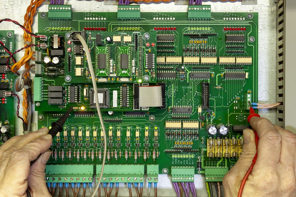 Electronics Test Engineer Testing a Digital Circuit Board Stock Photo ...