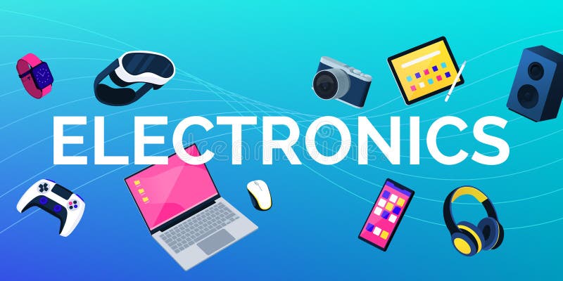 Electronics Text Surrounded by Electronic Devices Stock Vector ...