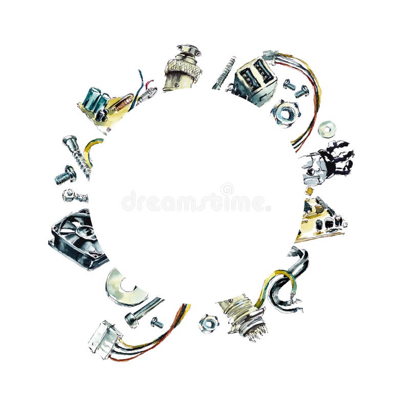 Electronics. Watercolor Sketch. Hand Drawn Illustration Stock ...