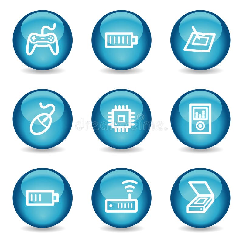 Electronics Web Icons, Blue Glossy Sphere Series Stock Vector ...