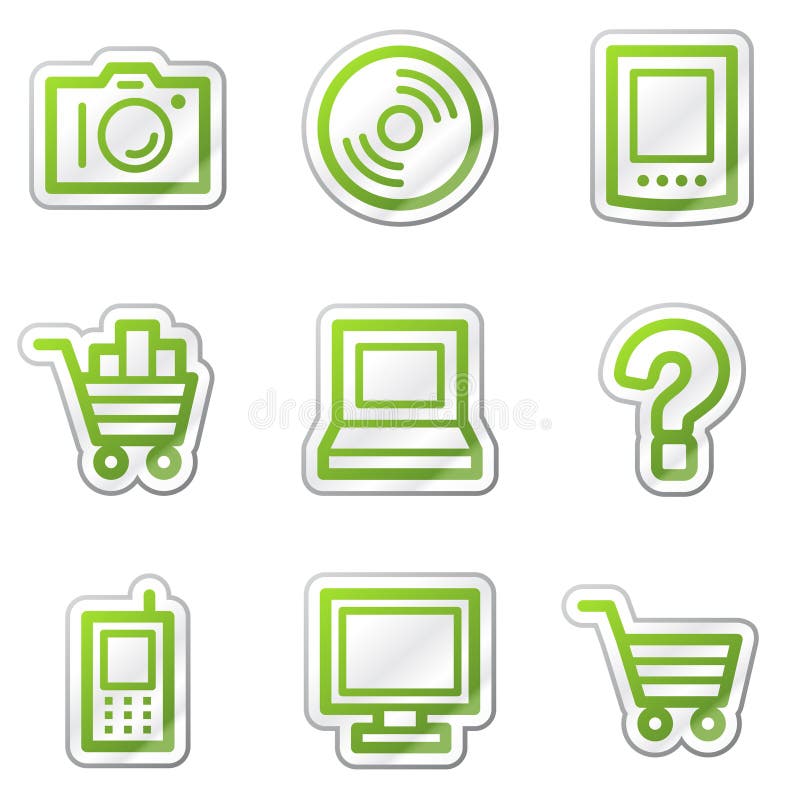 Ecology Web Icons Set 2, Green Contour Sticker Stock Vector ...