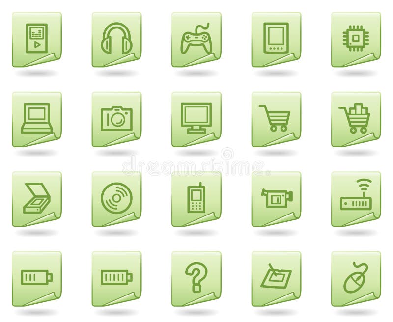 Electronics Web Icons, Green Document Series Stock Vector ...