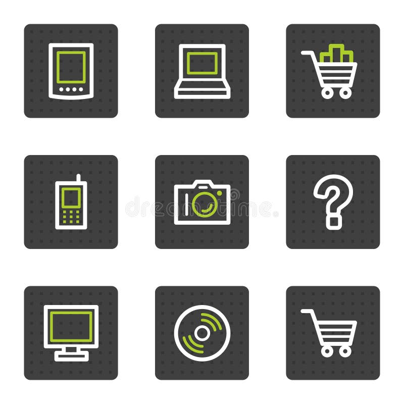 Electronics Web Icons Set 1, Grey Square Buttons Stock Vector ...
