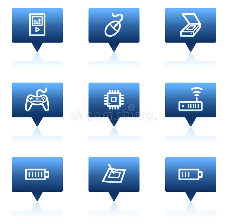 Electronics Web Icons Set 2, Blue Speech Bubbles Stock Illustration ...