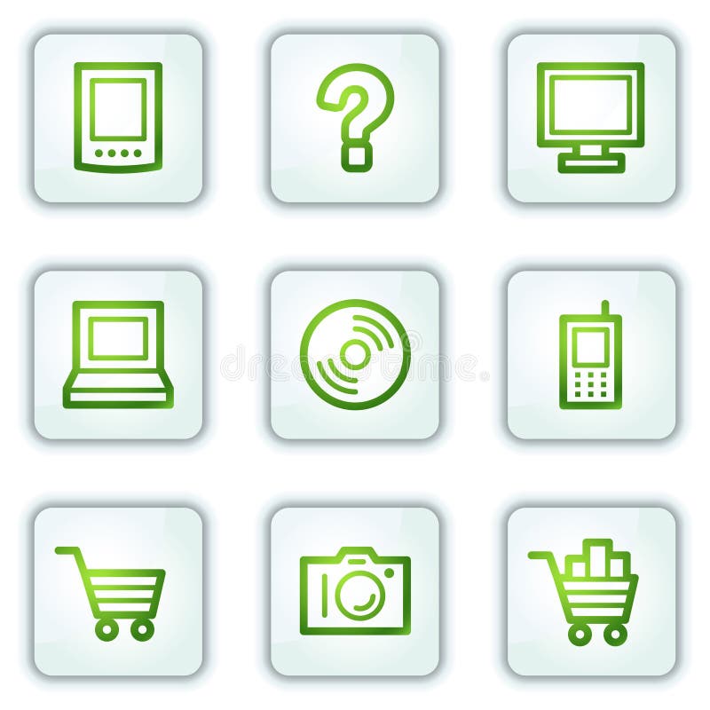 Electronics Web Icons, White Square Buttons Series Stock Vector ...