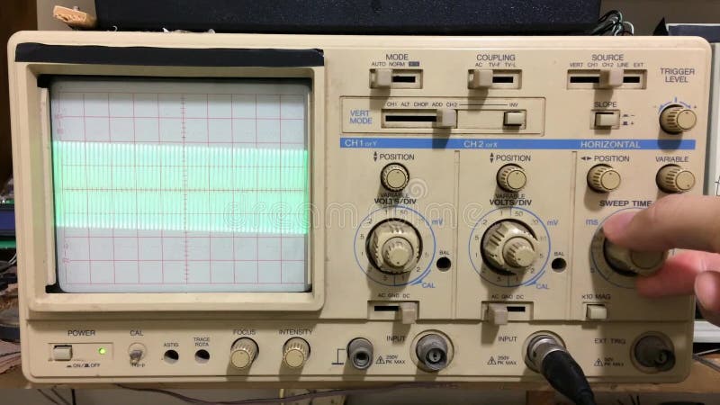 Sine wave signal sweeps stock video. Video of button - 344406031