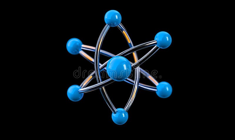 Electrons Flying through an Atom Model on a Science Technology ...