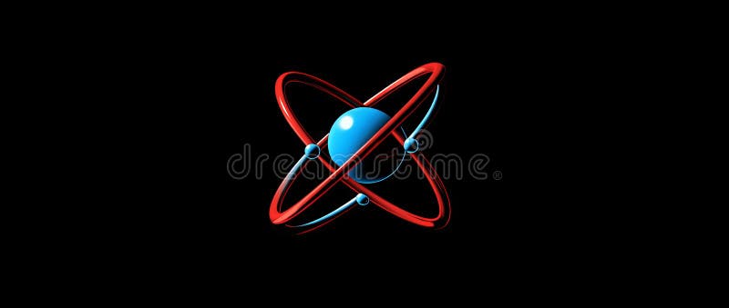 Electrons Revolving Around a Nucleus of Red and Blue Spheres Illustrate ...