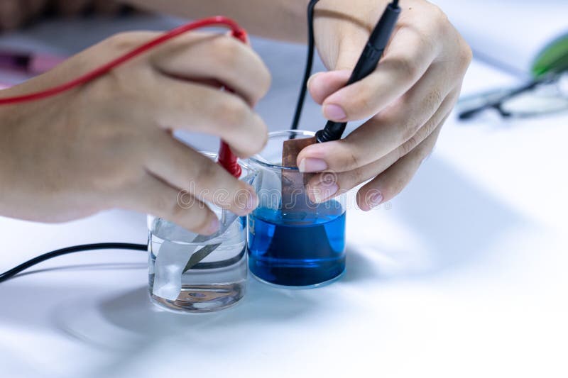Electroplating Experiment in Chemistry Laboratory. Stock Image - Image ...