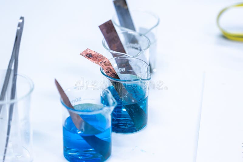 Electroplating Experiment in Chemistry Laboratory. Stock Image - Image ...