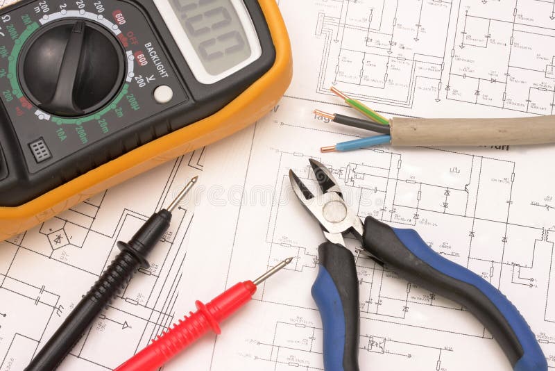 Electroreplacement Tools on the Drawing Stock Image - Image of objects ...