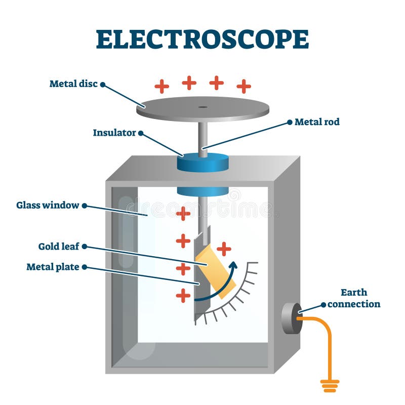 Electroscope Vector Illustration. Labeled Electric Charge Measure ...