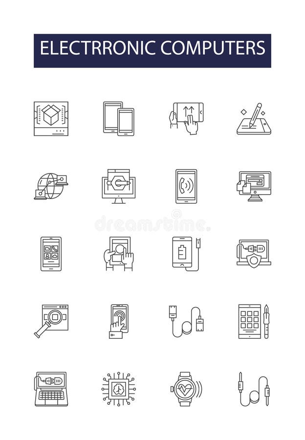 Electrronic Computers Line Vector Icons and Signs. Computers, Computers, Digital, Devices ...