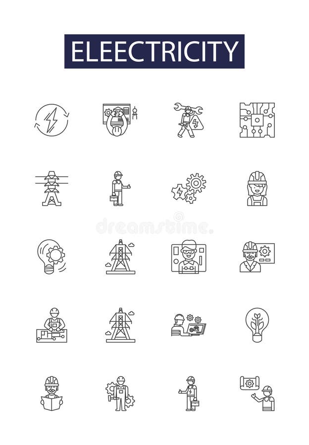 Eleectricity Line Vector Icons and Signs. Current, Voltage ...