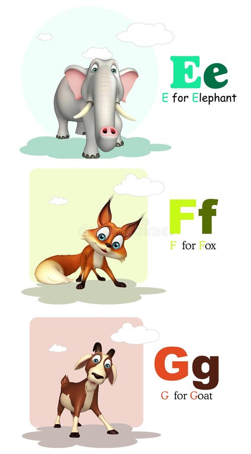Elefant, Fox Und Ziege Mit Alphabate Stock Abbildung - Illustration von ...