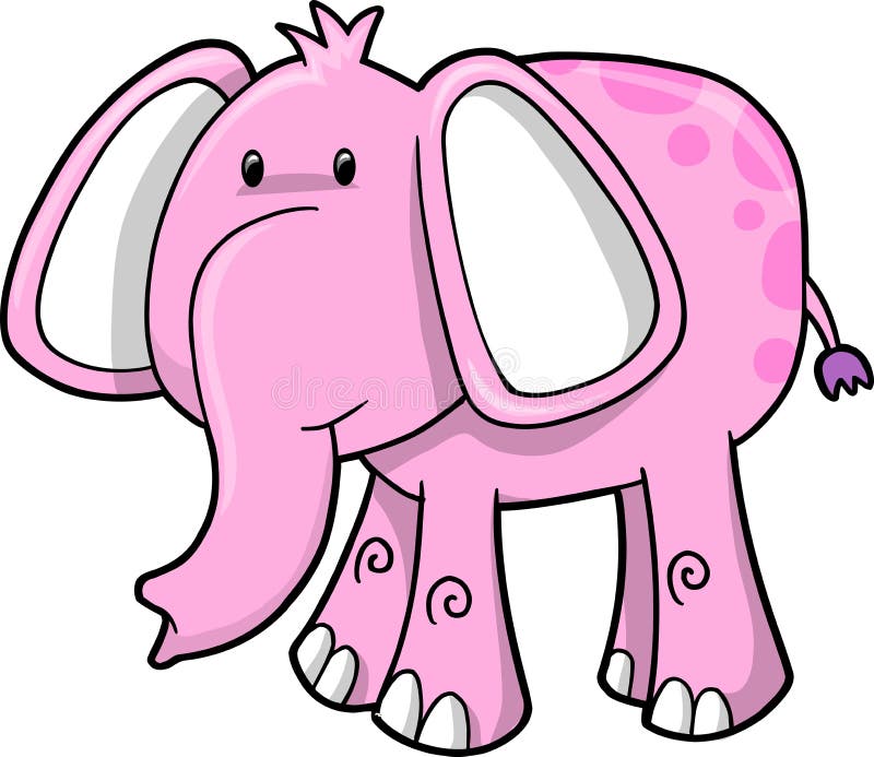 Elefante Cor-de-rosa Bonito Ilustração do Vetor - Ilustração de temas ...