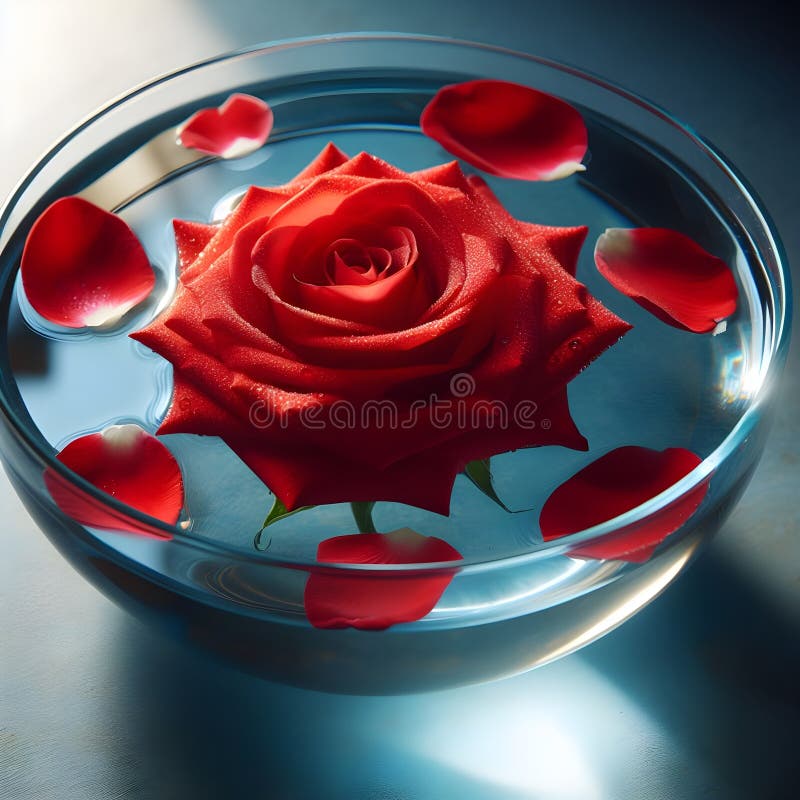 Elegance in Bloom: Floating Rose in Tranquil Waters. Stock Illustration ...