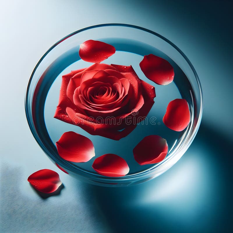 Elegance in Bloom: Floating Rose in Tranquil Waters. Stock Illustration ...
