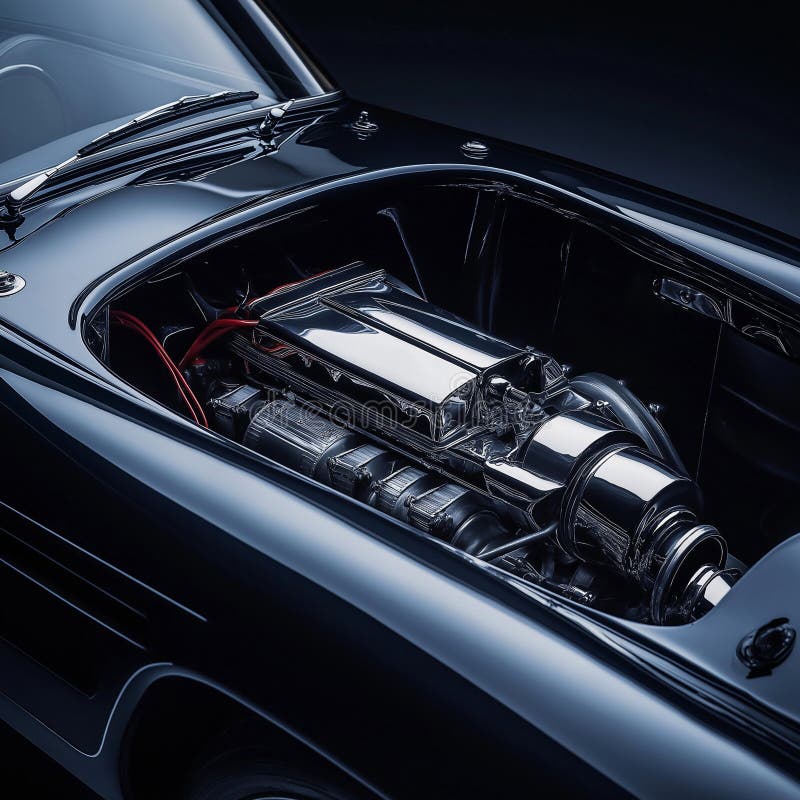 Elegance of Engineering Shines in a Sleek Classic Car S Powerful Engine ...