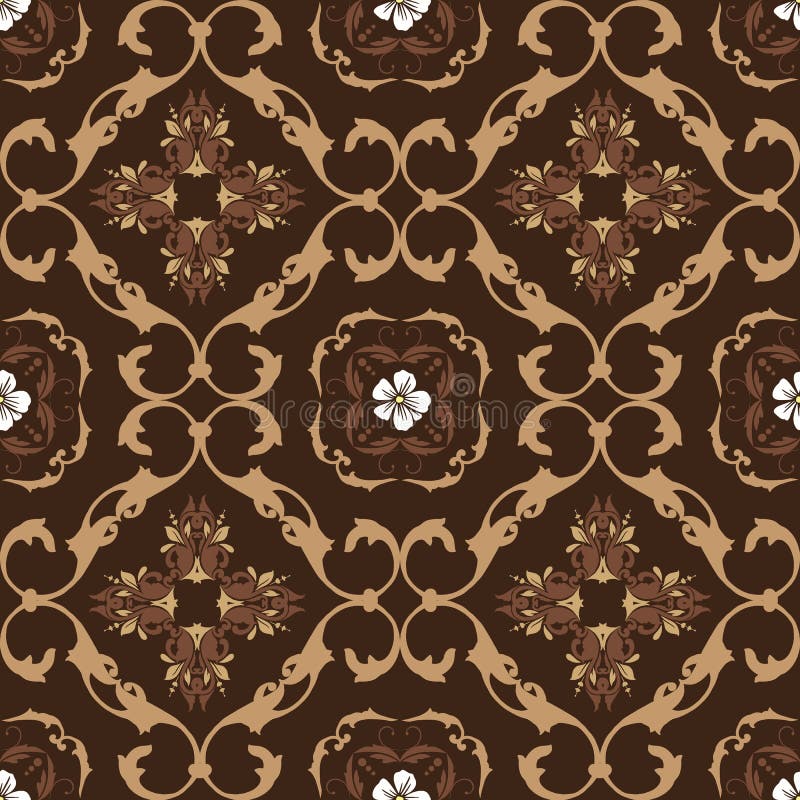 Elegance Flower Motifs of Java Batik with Dark Brown Color Design Stock ...