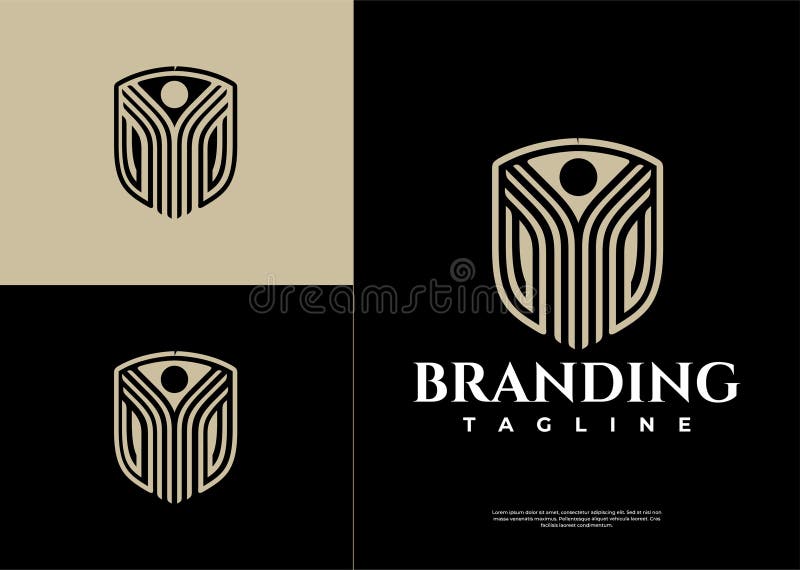 Elegance Geometric Abstract Human Shield Logo Design. Luxury Line ...