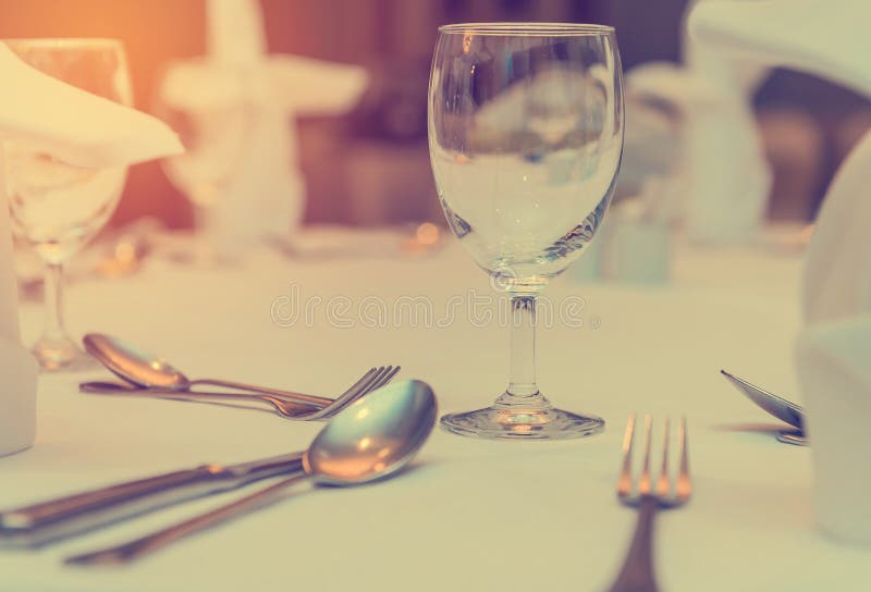 Elegance of Glasses on Table Set Up for Dinning Room Stock Image ...