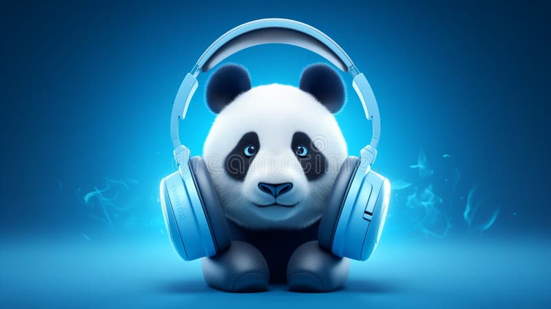 The Elegance of Headphones Placed Creatively on a Panda-themed Surface ...