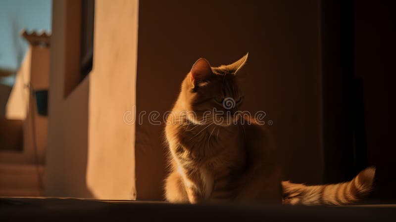 Elegance Illuminated by the Soft Glow of Golden Hour: a Captivating Cat ...