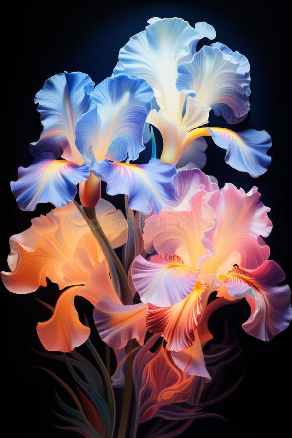 The Elegance of a Irises Pattern with a Slightly Transparent and Soft ...