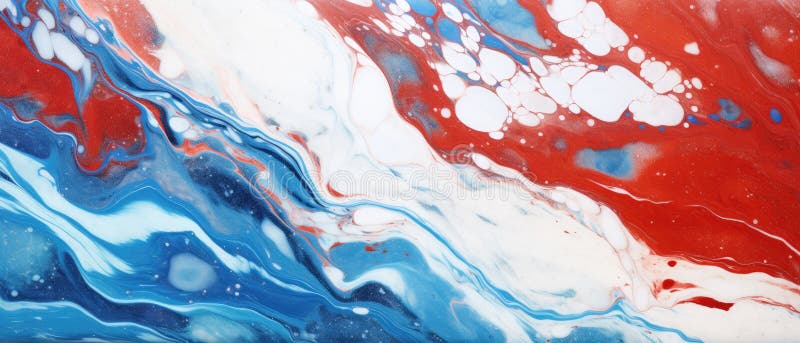 Elegance Meets Color in this Abstract Marbled White, Red, and Blue ...