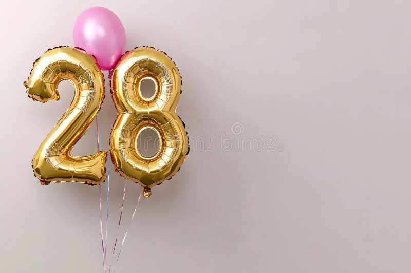 Elegance Meets Fun: Pastel Balloon Number 28 on Minimalist White Stock ...