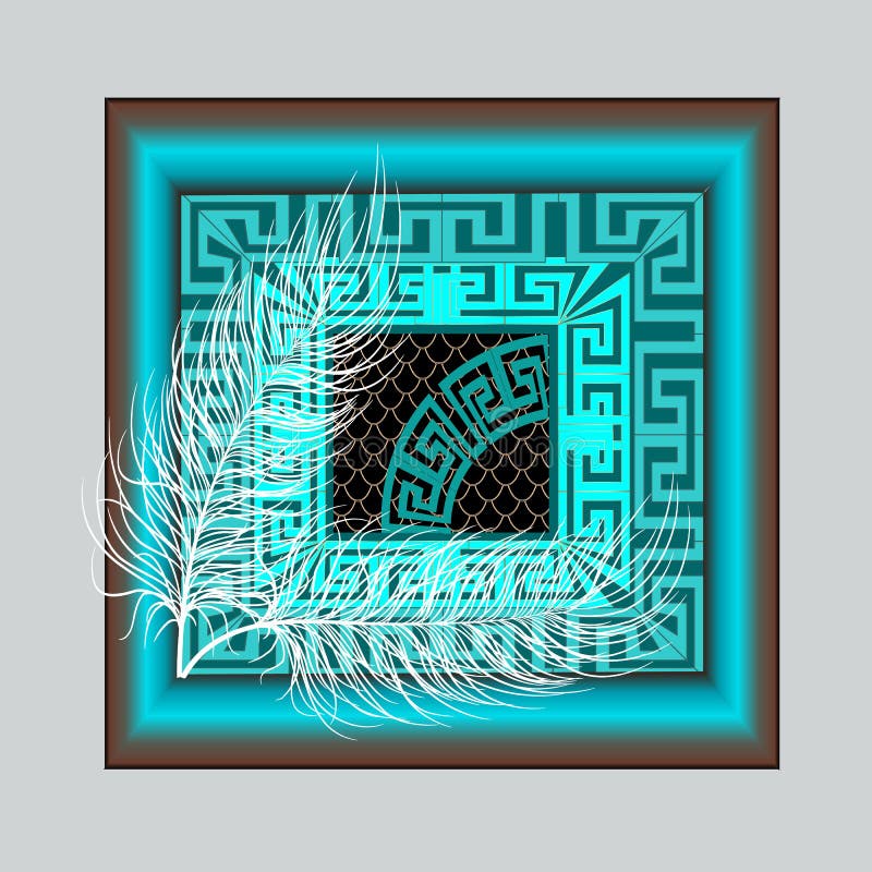 Elegance Modern Turquoise Greek Key Meander Panel Pattern. Ornamental ...