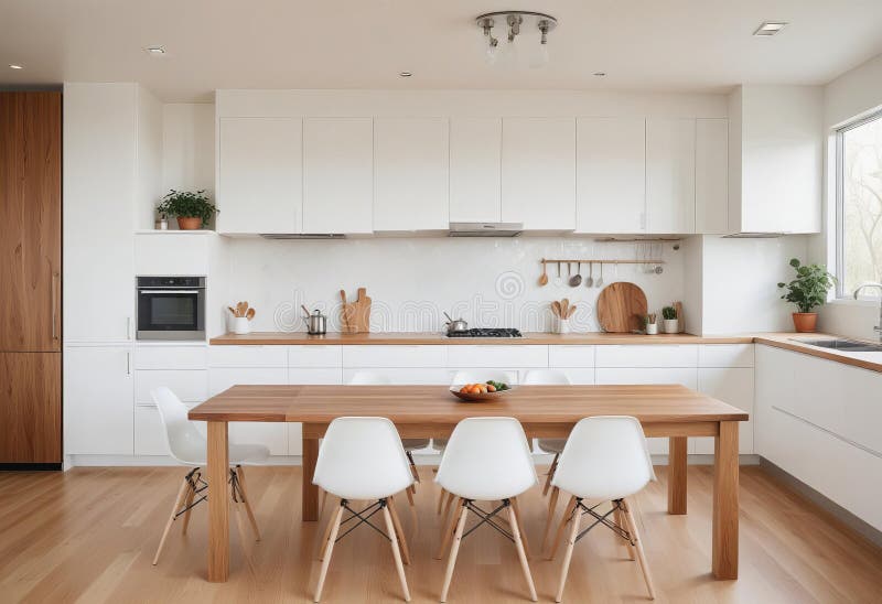 The Elegance of a Monochromatic Kitchen Setting Stock Illustration ...