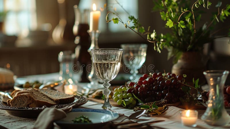 Elegance of the Passover Table Stock Illustration - Illustration of ...