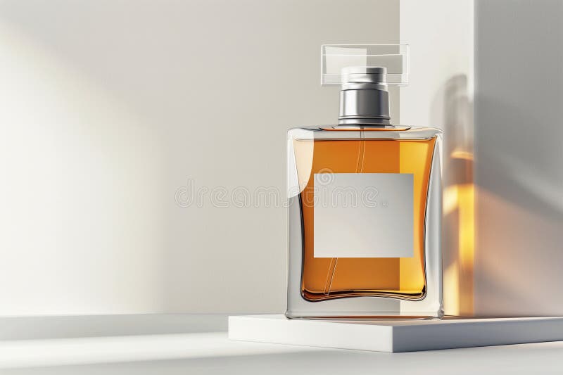 Perfume Bottle with Blank Box on a Light Background. 3d Rendering Stock ...