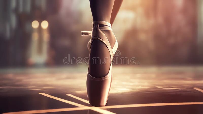 Ballet Dancer Performing Graceful Pointe Technique, Silhouetted Against ...