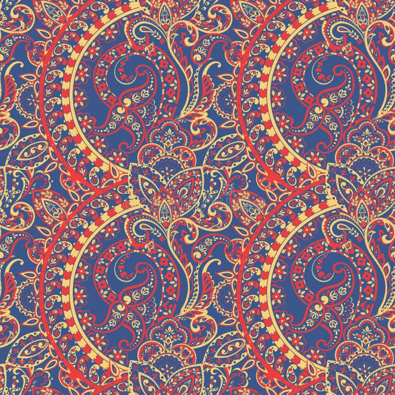 Elegance Seamless Pattern with Ethnic Flowers and Leaf, Vector Floral ...