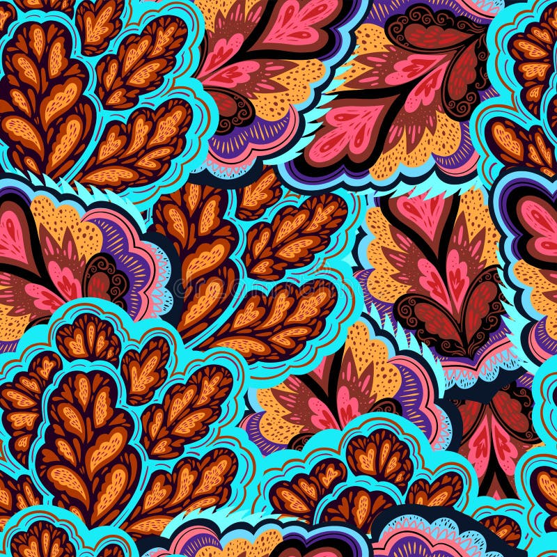 Elegance Seamless Pattern with Plant Organic Psychedelic Structures and ...