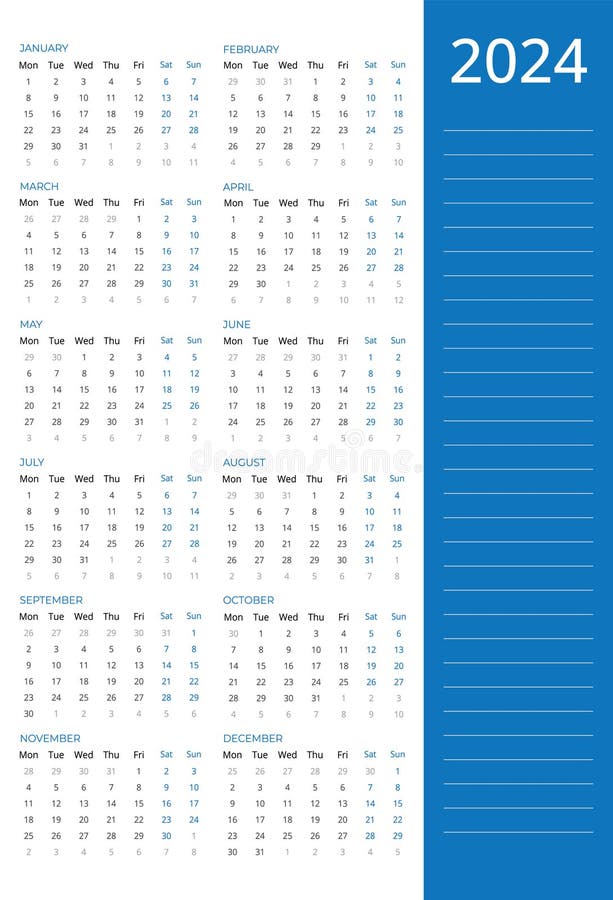 Calendar for 2024 Week Starts Monday, 2024 Calendar Template that You ...